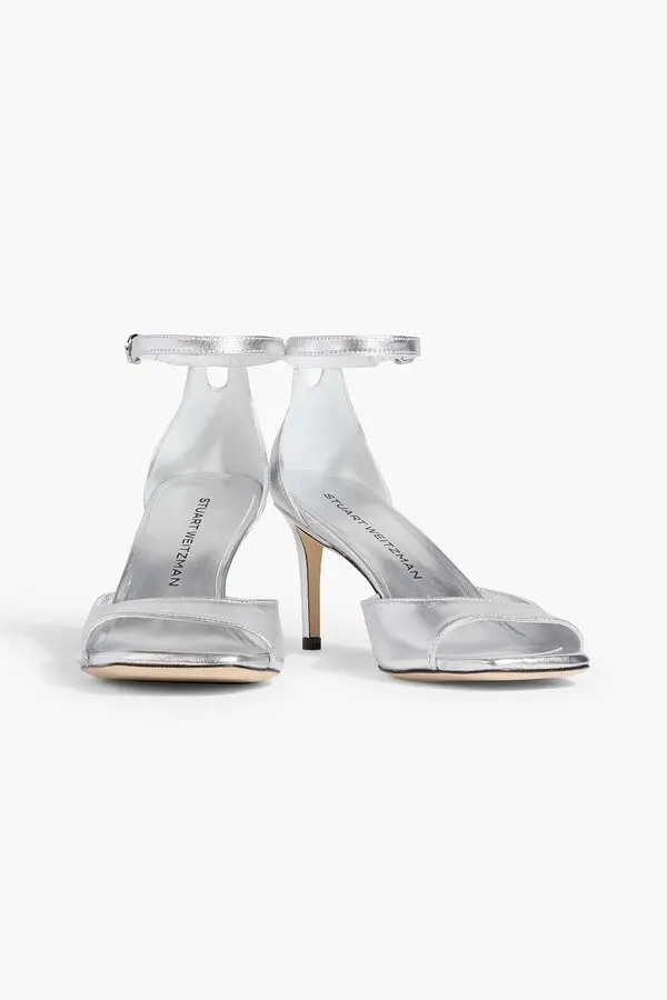 STUART WEITZMAN Metallic Leather Sandals - Silver