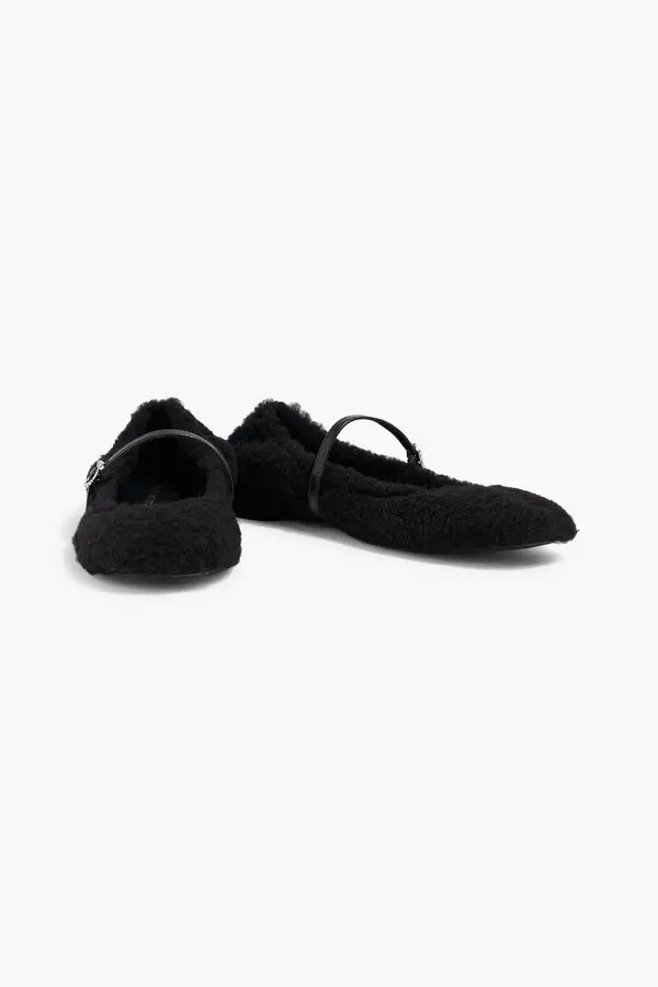 STUART WEITZMAN Lennox Shearling Mary Jane Flats - Black