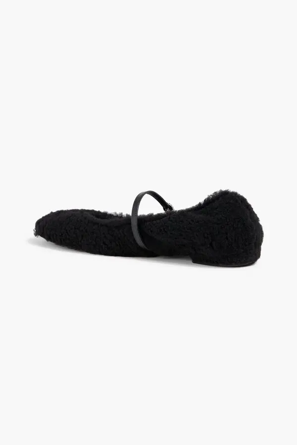 STUART WEITZMAN Lennox Shearling Mary Jane Flats - Black