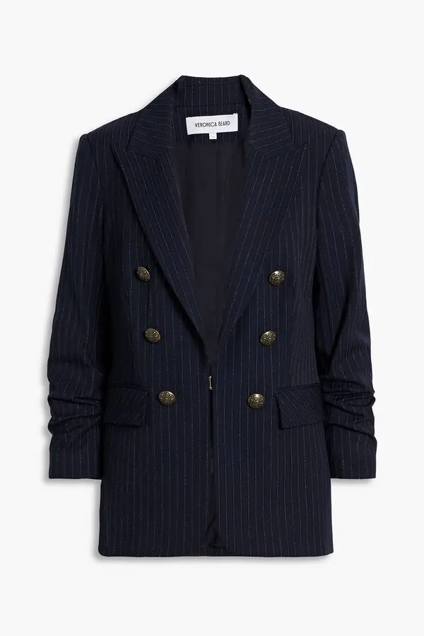 Veronica Beard Beacon Dickey Pinstriped Jacquard Blazer - Navy