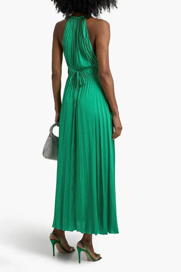 Maje Gathered Satin Maxi Dress