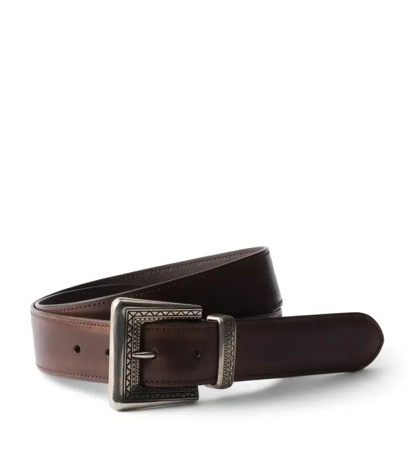 Prada Antiqued Leather Belt - Brown