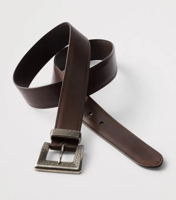 Prada Antiqued Leather Belt