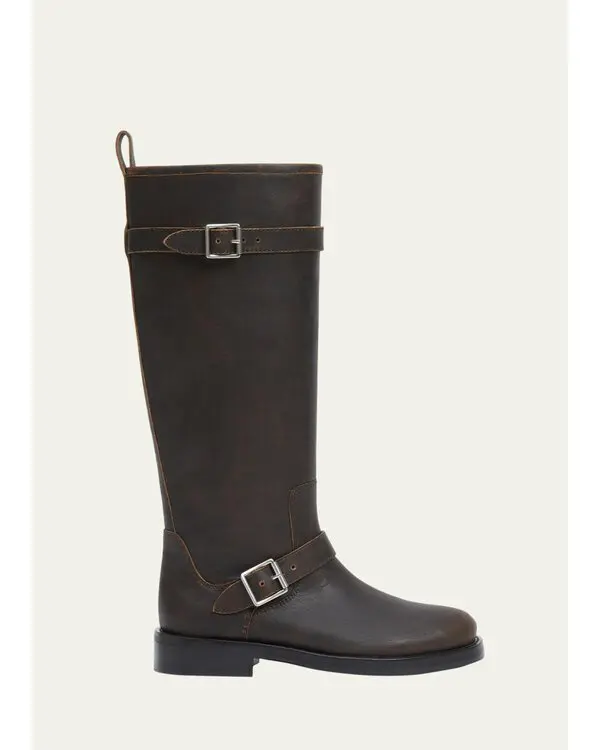Simkhai Noah Leather Moto Boots - Chocolate