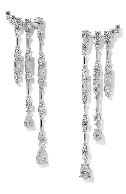 Nadri Everleigh Cubic Zirconia Fringe Earrings - Rhodium
