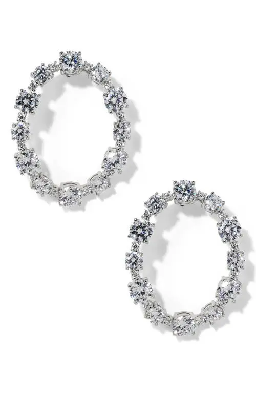 Nadri Everleigh Cubic Zirconia Hoop Earrings - Rhodium
