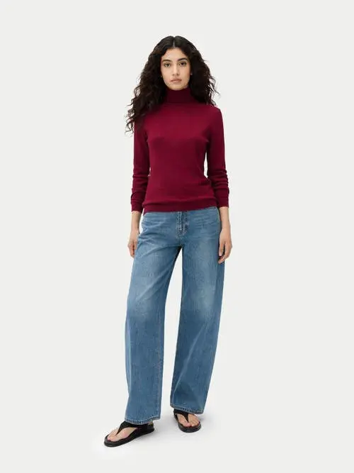 Gobi Cashmere Silk Turtleneck Sweater - Bordeaux
