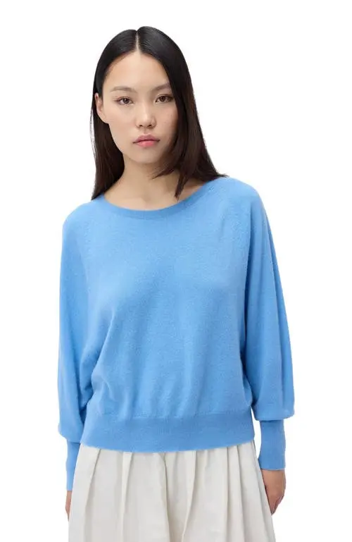 GOBI MONGOLIAN CASHMERE Relaxed Fit Cashmere Crewneck Sweater - Azure Blue