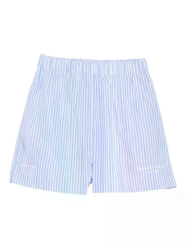 SPORTY & RICH Striped Cotton Shorts - Blue
