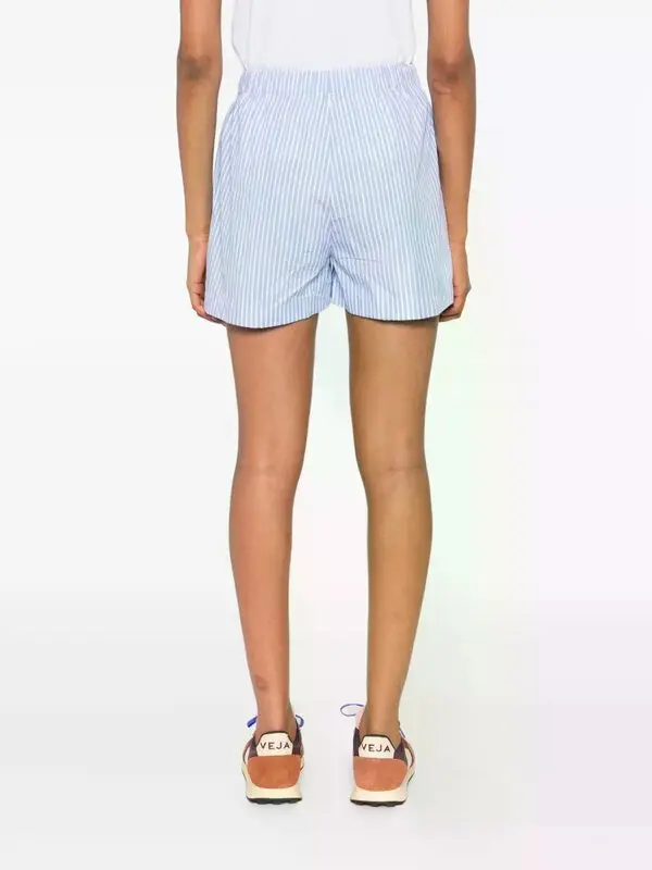 SPORTY & RICH Striped Cotton Shorts - Blue