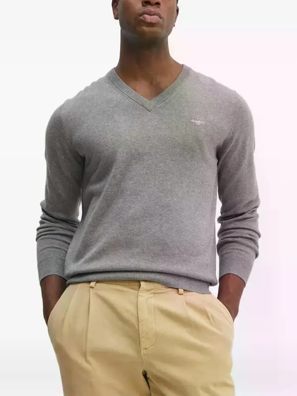 Gant Logo-embroidered V-neck Sweater