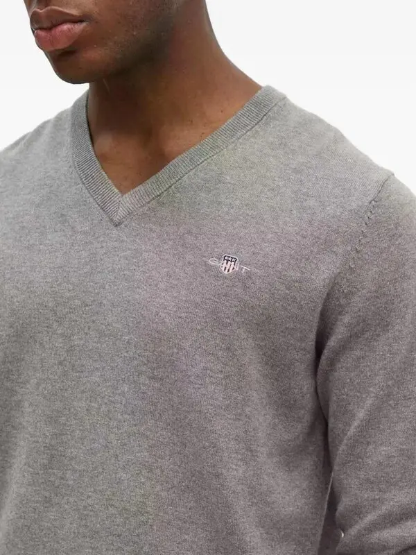 Gant Logo-embroidered V-neck Sweater