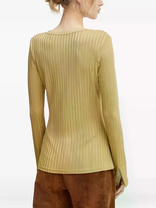 BOSS Ribbed V-neck Top - Yellow