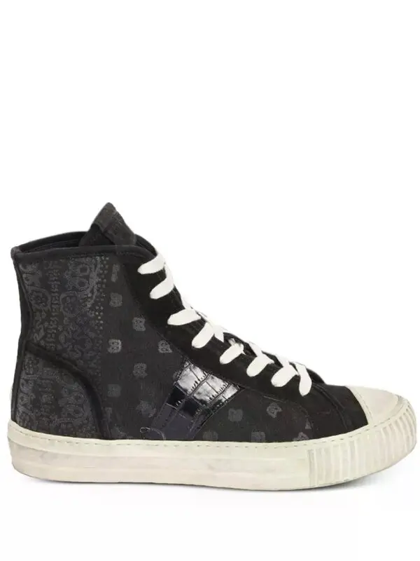 Rhude Paisley-print Crocodile-trimmed High-top Sneakers