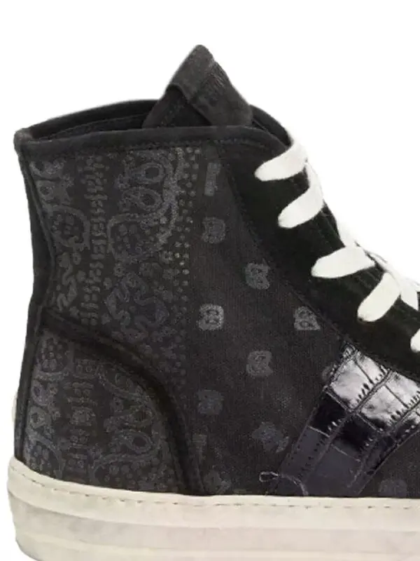 Rhude Paisley-print Crocodile-trimmed High-top Sneakers