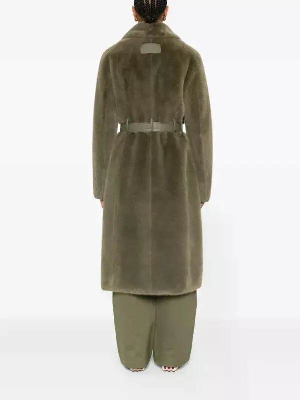 Patrizia Pepe Faux-fur Belted Coat - Green