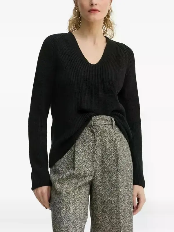 Marc O'polo Ribbed V-neck Sweater - Black