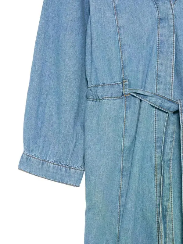 Ba&sh Belted V-neck Denim Shirtdress