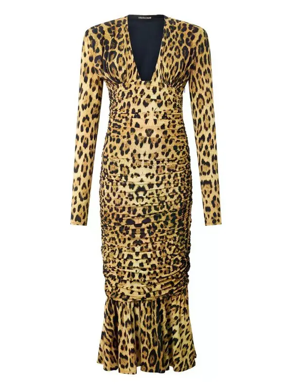 Roberto Cavalli Leopard-print Midi Dress
