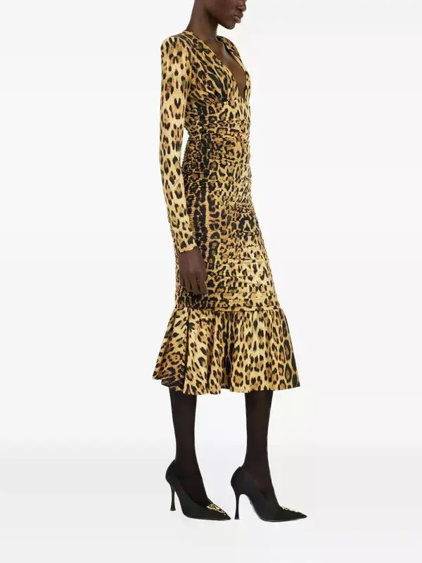 Roberto Cavalli Leopard-print Midi Dress
