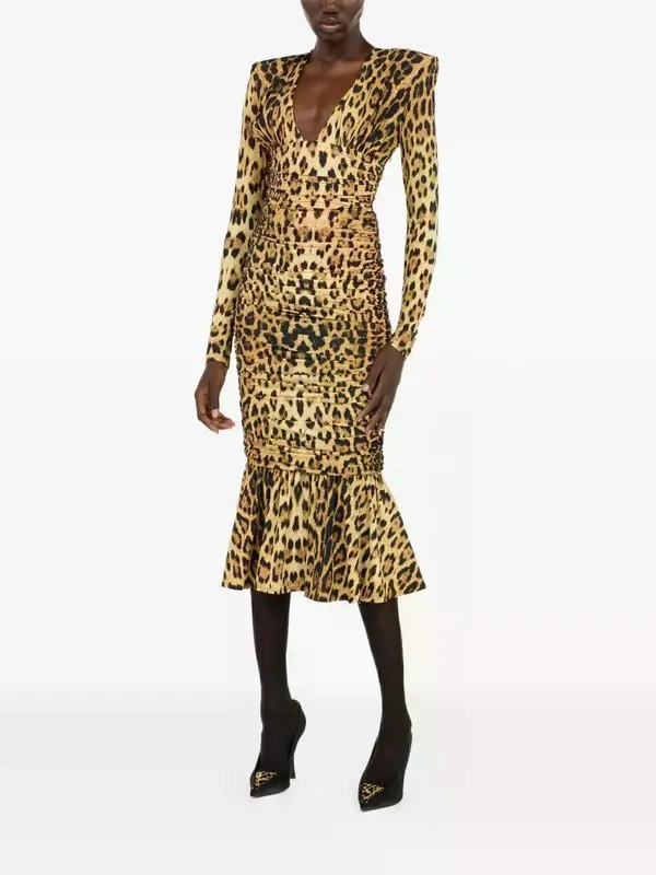 Roberto Cavalli Leopard-print Midi Dress