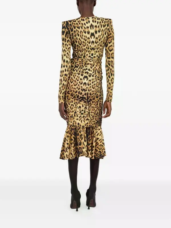 Roberto Cavalli Leopard-print Midi Dress