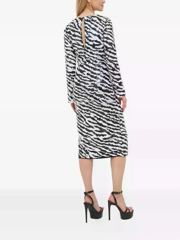 NOTES DU NORD Zebra-print Sequin-embellished Midi Dress