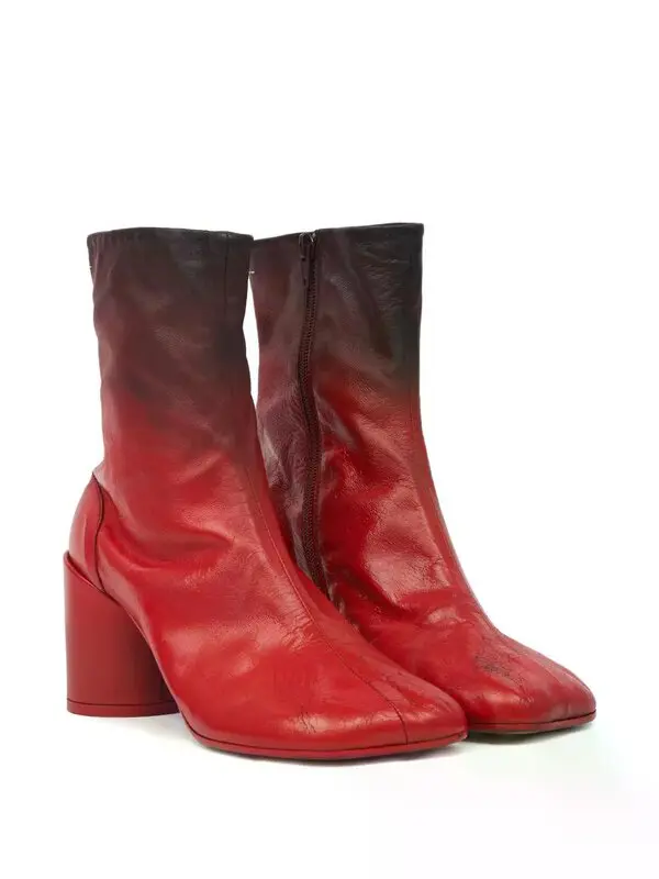 MAISON MARGIELA Leather Tabi Ankle Boots - Red