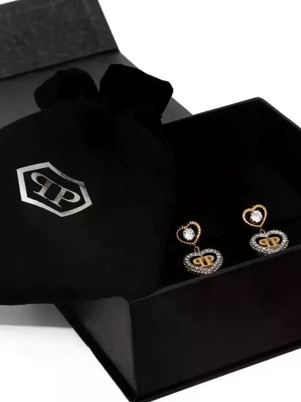 Philipp Plein Heart-charm Drop Earrings