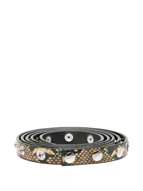Attico Snakeskin-print Studded Belt - Black