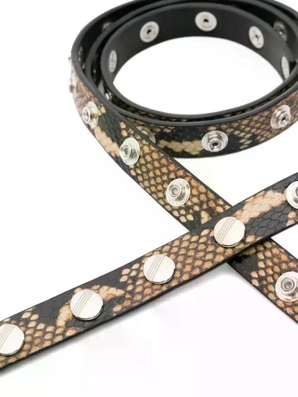 Attico Snakeskin-Print Studded Belt In Black - 14% Off  display picture 1