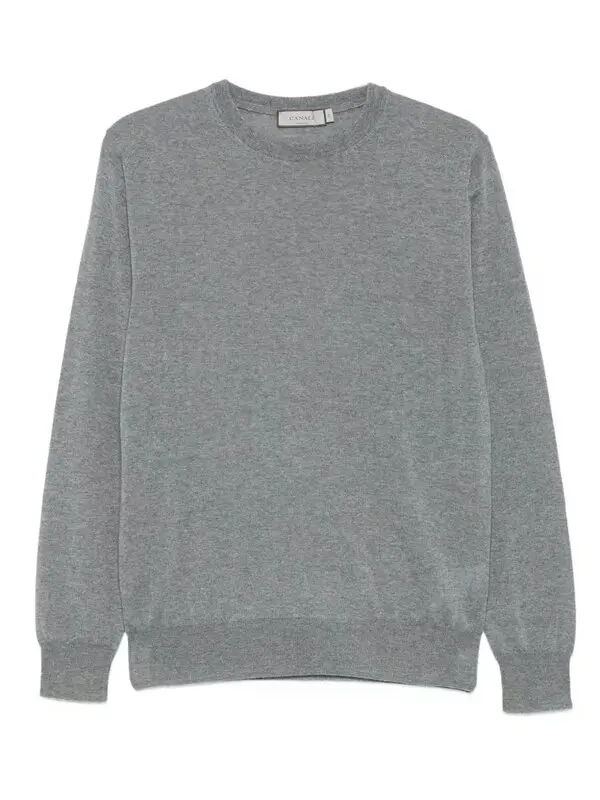 Canali Crew-neck Wool Sweater - Grey