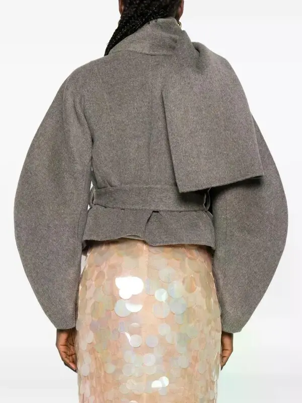 P.a.r.o.s.h Button-fastening Belted Jacket - Grey