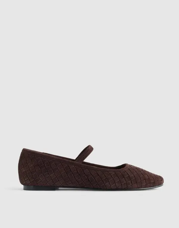Madewell Greta Woven Suede Ballet Flats - Dark Roast