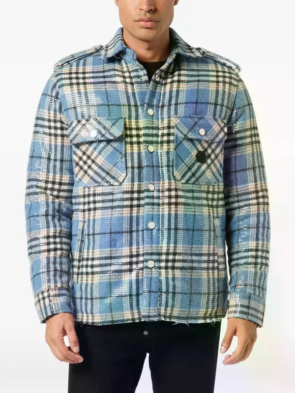 Philipp Plein Sequin-embellished Plaid Shirt