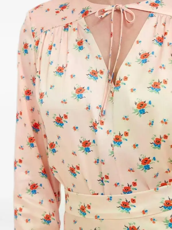NOTES DU NORD Floral-print Tie-neck Top