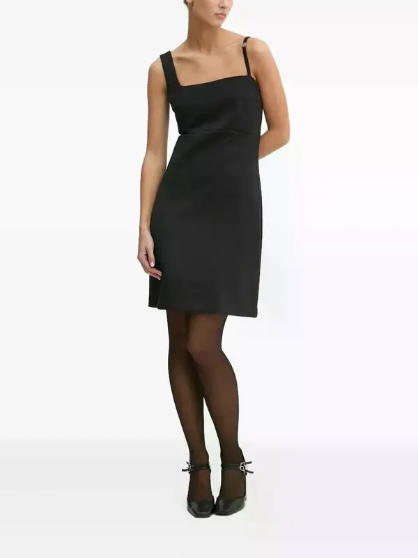 Hugo Square-neck Midi Dress With Mesh Insert
