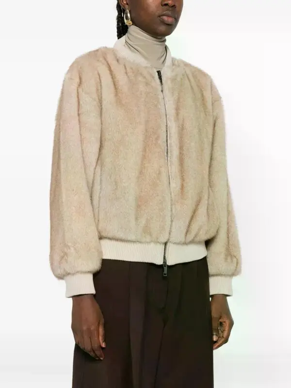 P.a.r.o.s.h Faux-fur Bomber Jacket - Neutrals
