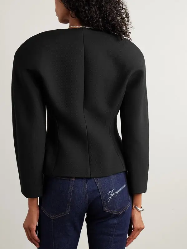 Jacquemus Ovalo Cropped Twill Jacket - Black