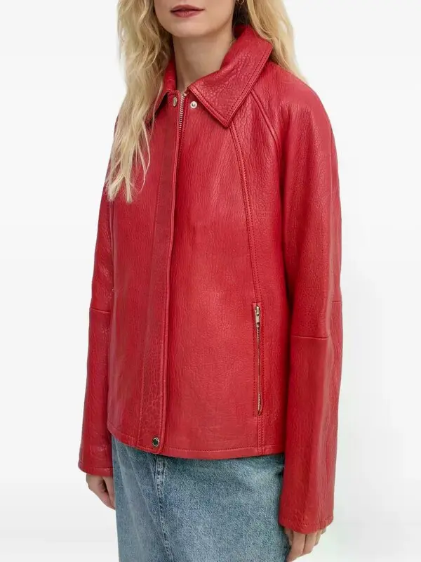 SAMSOE SAMSOE Textured Leather Zip-front Jacket