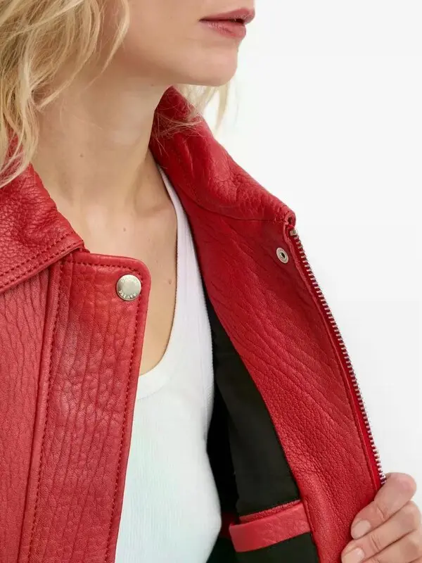SAMSOE SAMSOE Textured Leather Zip-front Jacket