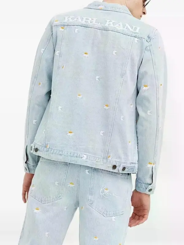 KARL KANI Daisy-embroidered Denim Jacket