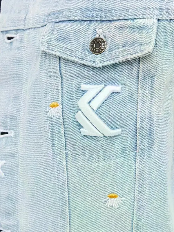 KARL KANI Daisy-embroidered Denim Jacket