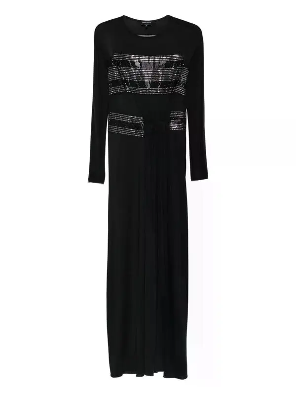 Giorgio Armani Embellished Mesh-panel Midi Dress