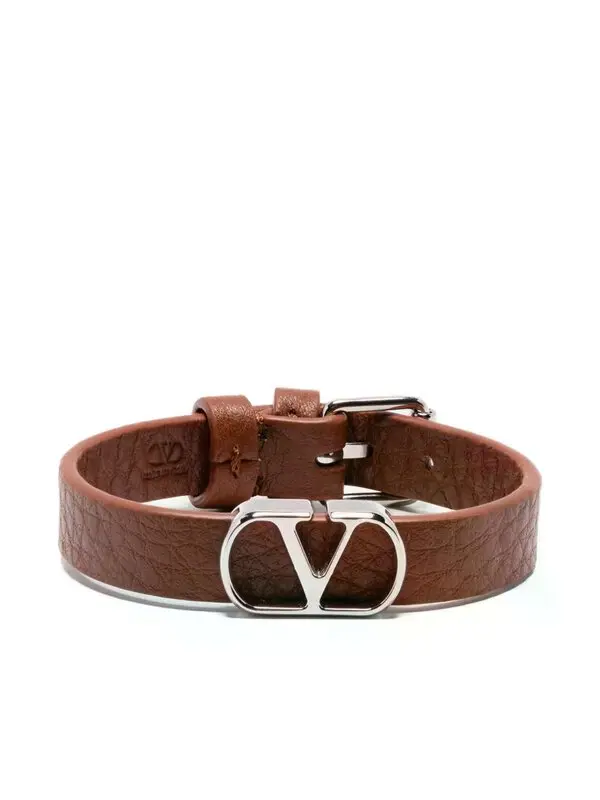 Valentino Garavani Vlogo Leather Bracelet - Brown