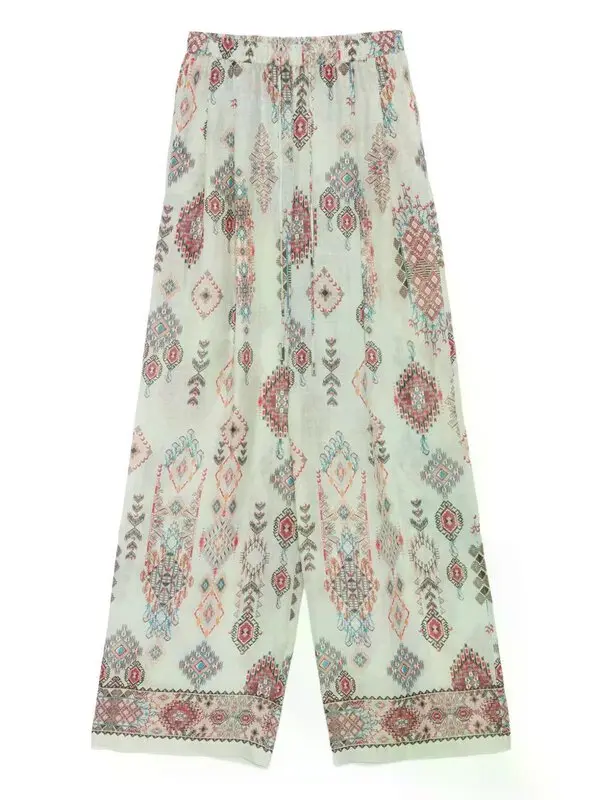 Ermanno Scervino Geometric-print Ramie Trousers