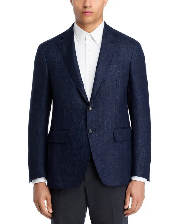 Canali Kei Wool, Silk & Linen Herringbone Sport Coat