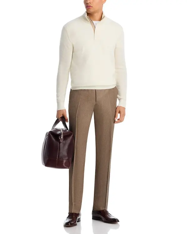 Canali Textured Quarter Zip Sweater - Cream