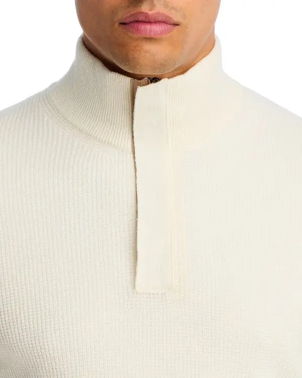 Canali Textured Quarter Zip Sweater - Cream