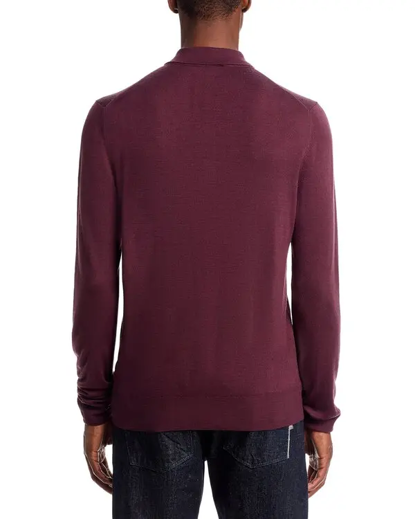 Canali Merino Knit Polo Sweater - Dark Red